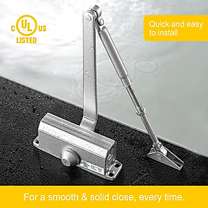 Door Closer - Adjustable Automatic and noiseless Door Closer, Suitable for Residential and Commercial Doors - Easy to Install, Screw Fittings, Instructions and Video provided.