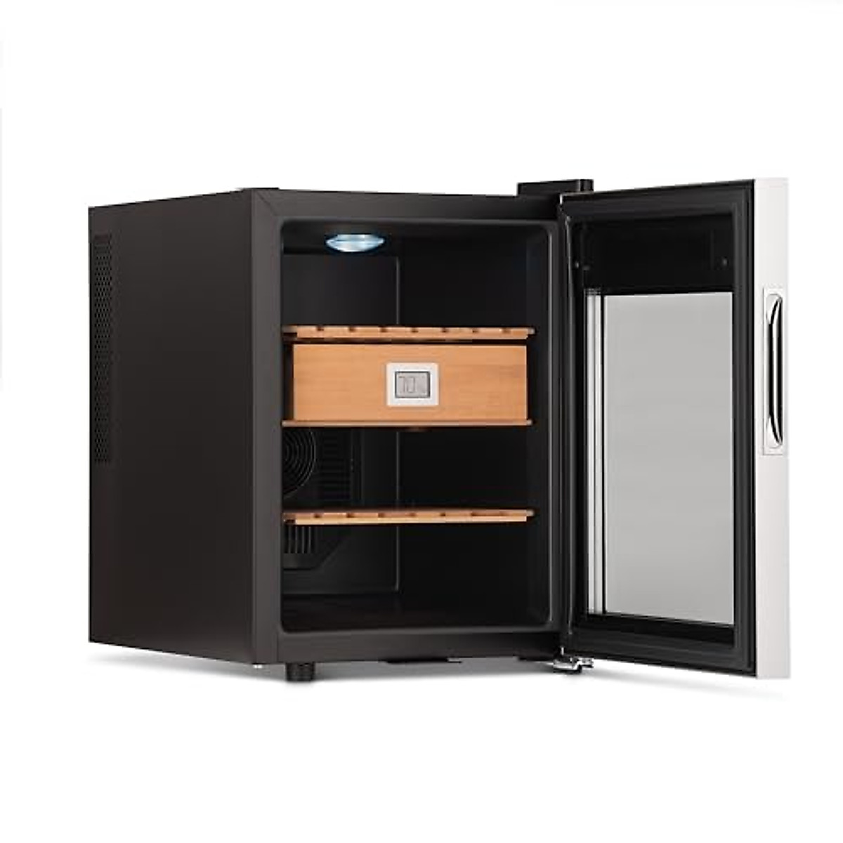 NewAir Electric Cigar Humidor Wineador | 250 Count | Stainless Steel Cooler with Opti-Temp Heating, Cooling Function 54-74F, and Spanish Cedar Shelves NCH250SS01