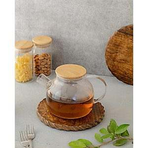 Wooden Trivets for Hot Dishes, Pots, Teapot and Pans (Set of 2) | 8'' Round Trivets with Bark, Heat Resistant Decorative Coasters Thanksgiving, Mothers Day Decor for Table, Kitchen Countertops