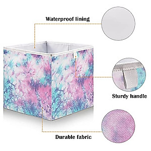 RunningBear Tie Dye Storage Basket Storage Bin Square Collapsible Storage Cubes Empty Gift Baskets Organizer for Nursery Toys Kids Room
