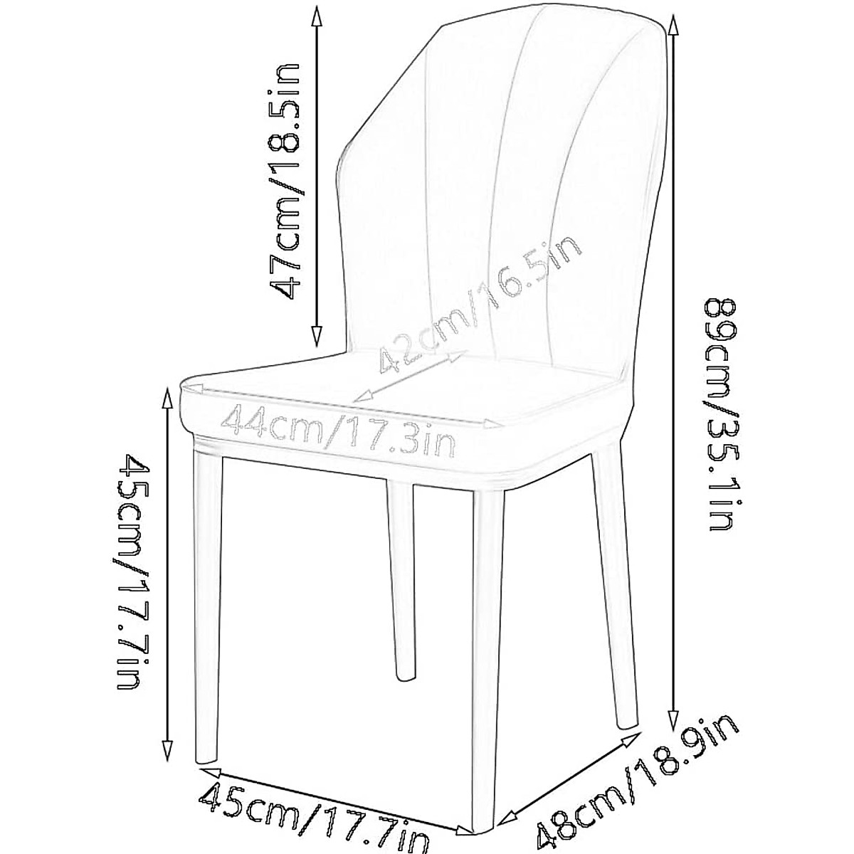 SHAWLA Chairs Modern Dining Chair PU Leather High Back Padded Soft Seat Lounge Chair Carbon Steel Feet，Foot Pad Dining Chairs (Color:Black)