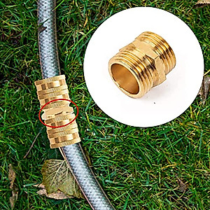 Hourleey Garden Hose Adapter, 3/4 Inch Solid Brass Hose Connectors, 2 Pack Hose Connector with 2 Extra Washers (Male to Male)