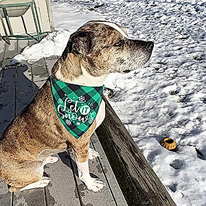 ADOGGYGO 2 Pack Dog Bandana Christmas Classic Buffalo Plaid Dog Scarf Triangle Bibs Kerchief Merry Christmas Pet Bandana for Dogs Pets (Merry Christmas&let it Snow)