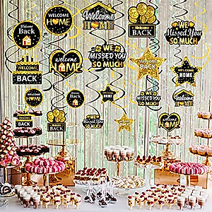 30Pcs Welcome Home Decorations We Missed you Hanging Swirls Decor, Welcome Back Home Hanging Ceiling Party Supplies, Homecoming Return Party Backdrop Sign