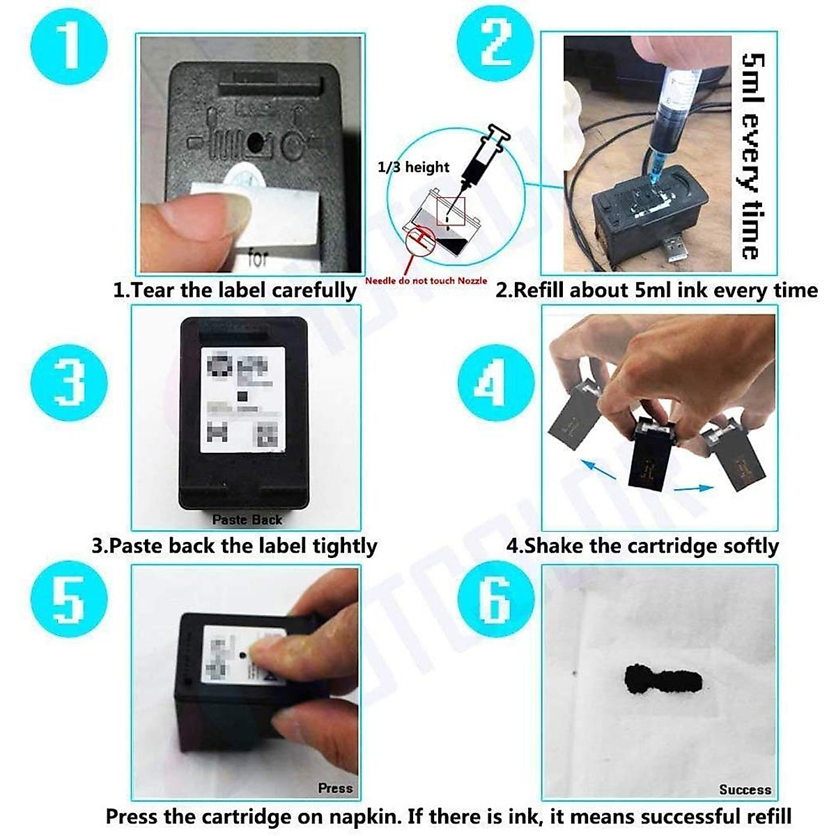 Zeblue 4 Colors Inkjet Printer Ink Refill Kit for Canon All Printers MG PG 240 243 245 CL 241 244 246 XL Inkjet Cartridges CISS System Color Set with 4 Free Syringes Print Ink(100/Bottle, 3BK/C/M/Y)