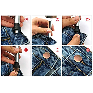 Jean Buttons Kit Metal Tack Buttons with Install Tools Jeans Button Replacement 30 Sets 17 mm for DIY Customize Jeans Jackets Pants Trousers Clothes and Garment, Jean Buttons for Jeans