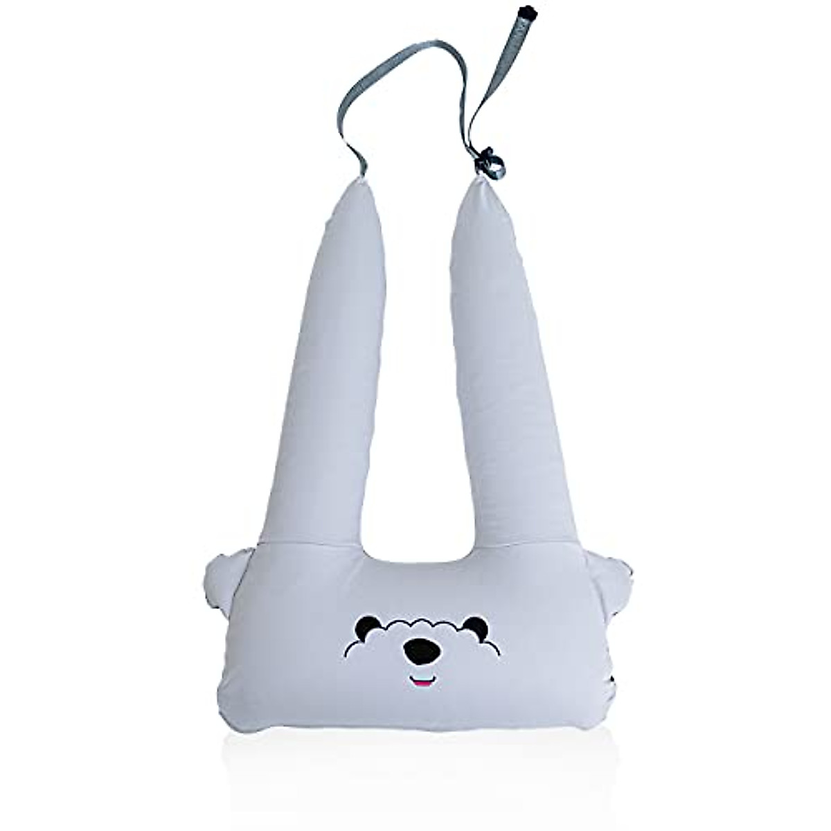Kangaruru All in One Seatbelt Adjuster and Pillow with Neck and Headrest Cushion for Kids (Puppy_Gray)
