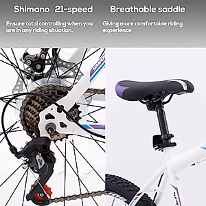 KADOCHNIKOVA Mens and Womens Hybrid Bike, 21 Speed, 26-Inch Wheels, Step-Through or Step-Over Frame, Front and Rear Fenders (Purple)