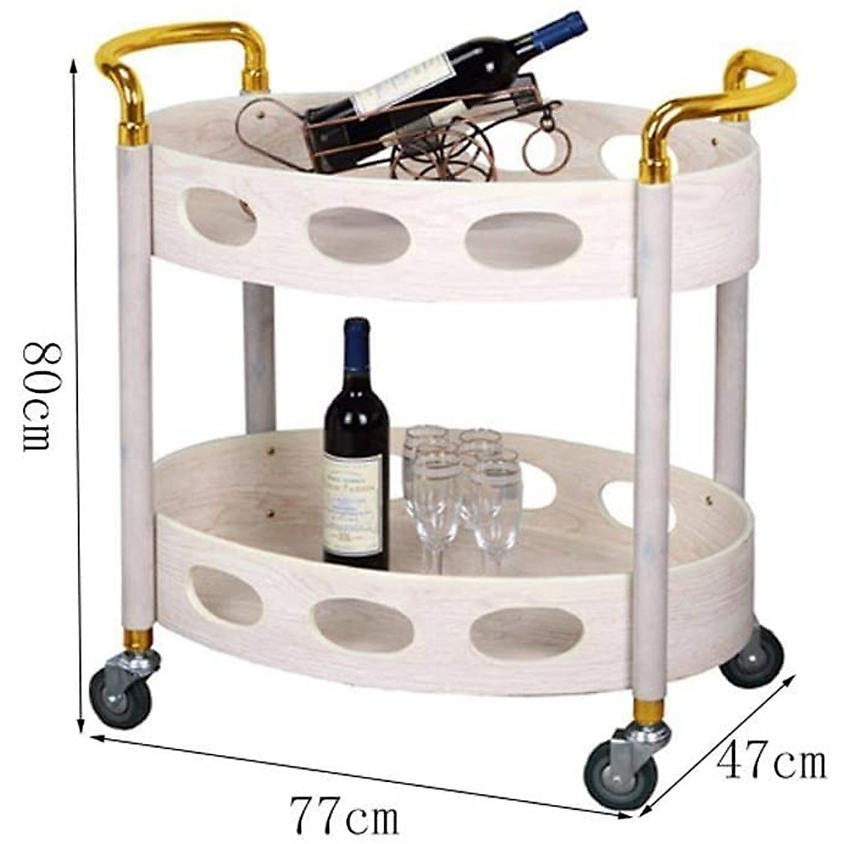 Bsetain Utility Rolling Cart Kitchen Island Trolley Serving Catering Storage Cart Tea cart Dessert car Hotel Mobile Service car 2 Layer Frame Trolley Frame Trolley