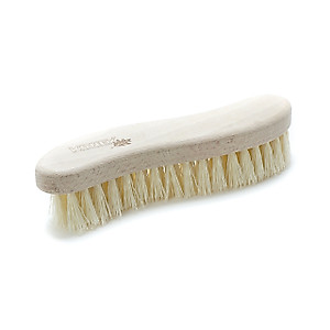 Konex Stiff Bristle Brush - Heavy Duty Scrub Brush with Old-Fashioned Light Wood Design, Curved for Bathtubs, Wall and Floor Tiles - Wooden Scrub Brush for Grime and Mildew Removal (S-Shaped)
