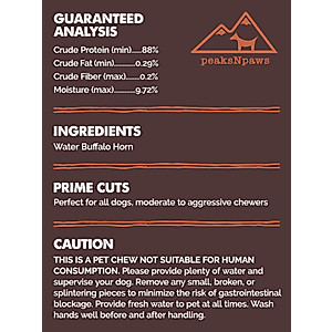peaksNpaws Premium Free Range & Grass Fed Buffalo Horns - Medium