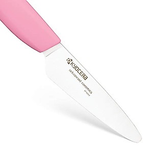 Kyocera Revolution Series 3-inch Ceramic Paring Knife, Pink Handle, White Blade