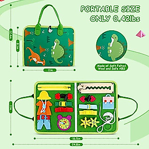 beefox Busy Board Montessori Toys for 1 2 3 4 Year Old -Fine Motor Skills & Travel Essentials Toys - Preschool Learning Activities Educational Gift for Toddlers (Dinosaur)