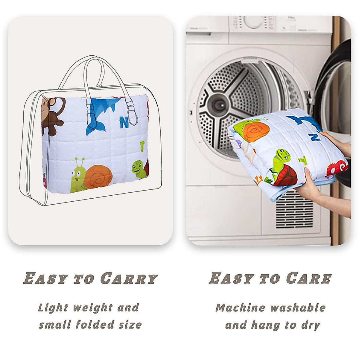 Beavtaens Baby Play Mat, 50x50 Playpen Mat with Super Soft Touch, Activity Mat with Upgraded Anti-Slip Bottom, Machine Washable Crawling Mat for Floor & Picnic (Animal)