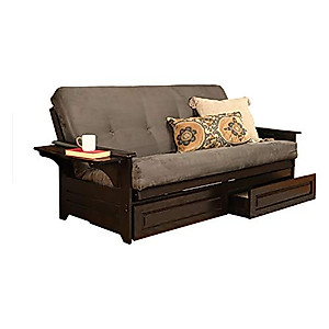 Kodiak Furniture Phoenix Frame with Suede Fabric Mattress in Espresso/Gray