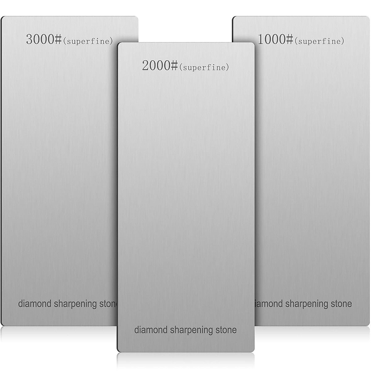 3 Pieces Diamond Sharpening Stone Diamond Knife Sharpener Plate Honing Whetstone for Kitchen Sharpening Dull, Blunt or Tired Edges (1000/2000/ 3000 Grit)