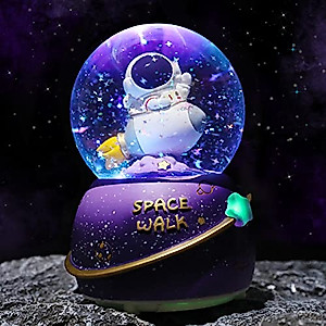 Astronaut Snow Globes for Kids,80MM Musical Glitter Snow Globe to Take Children to Explore The Vast Starry Sky, Astronaut Toys Birthday Gifts for Boys and Girls, Space Decoration