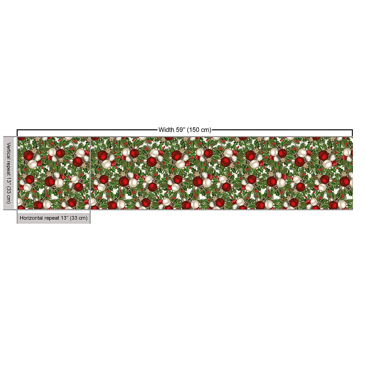 Ambesonne Christmas Fabric by The Yard, Pine Fir Cones Balls and Coniferous Tree Leaves Holly Berry Old Fashioned, Decorative Fabric for Upholstery and Home Accents, 1 Yard, Grey Green