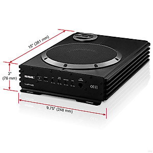 Sound Storm Laboratories LOPRO8 Powered Under Seat Car Subwoofer - 600 Watts Max, Single 2.6 Ohm, Voice Coil, Built in Amp, Low Profile, Remote Subwoofer Control