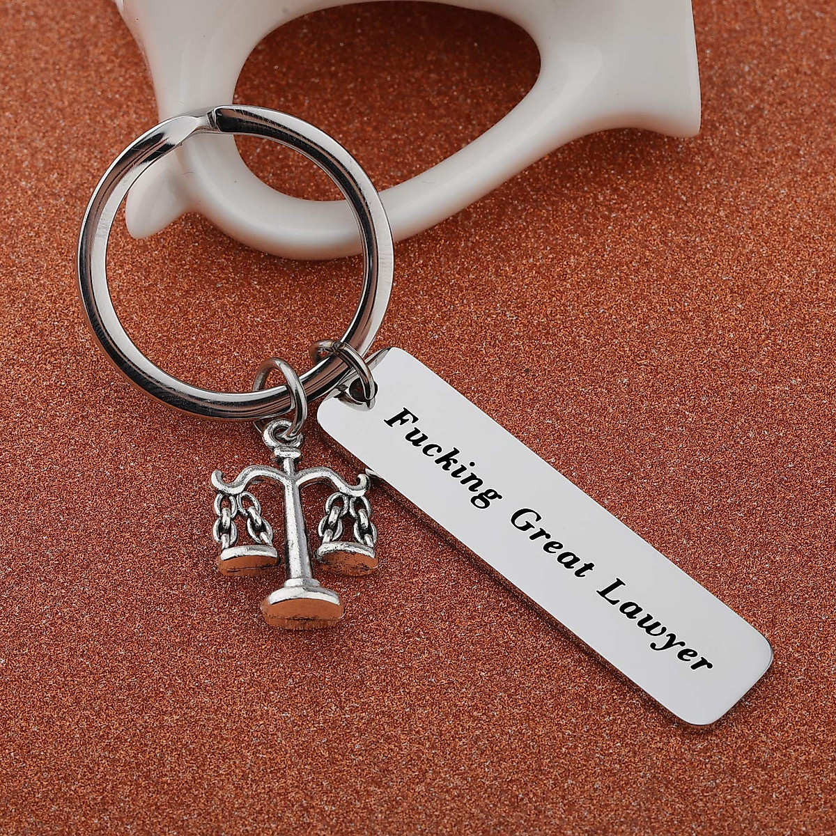 LQRI Scales of Justice Lawyer Gifts Fucking Great Lawyer Keychain Thank You Gift for Lawyer Attorney, Law School Graduates Gifts (silver)