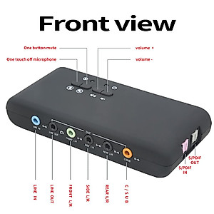 YEY 7.1 USB 3.5MM Sound Card I/O 48KHz Sample Rate 8CH DAC and 2CH ADC via S/PDIF Input and Output with Loop-Back Support standalone Cmedia Software for Windows only