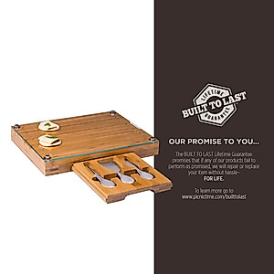 NCAA Tennessee Volunteers Concerto Glass Top Cheese Board and Knife Set - Charcuterie Board Set - Glass Top Cutting Board