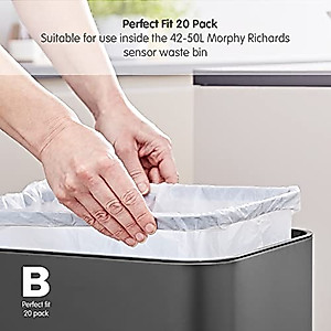 Morphy Richards Custom Fit Lemon Scented Bin Liners, White, Size B, 42/50 litres, Pack of 20