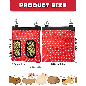Petbank Rabbit Hay Feeder Guinea Pig Hay Feeder, Hanging Rabbit Hay Feeder Bag with 2 Holes for Chinchilla Hamsters Rabbit Guinea Pig Small Pets