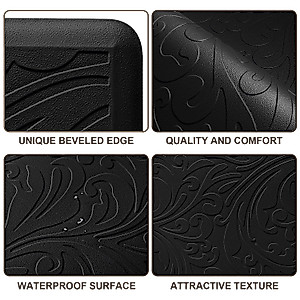 KMAT Kitchen Mat Cushioned Anti-Fatigue Waterproof Non-Slip Standing Mat Ergonomic Comfort Rug for Home,Office,Sink,Laundry,Desk 17.3" (W) x 60"(L),Black