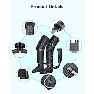 ALLJOY Leg Compression Massager, Leg Massager with Heat for Circulation and Pain Relief, 2 Heat Levels 6 Modes,Foot Calf Knee Thigh Full Leg Massager with Memory Function,Gifts for Men Women