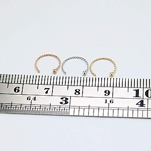 PiercingPoint 9KT Solid Yellow Gold 22 Gauge (0.6MM) - 5/16 (8MM) Length Half Nose Twister Hoop Ring Nose Jewelry
