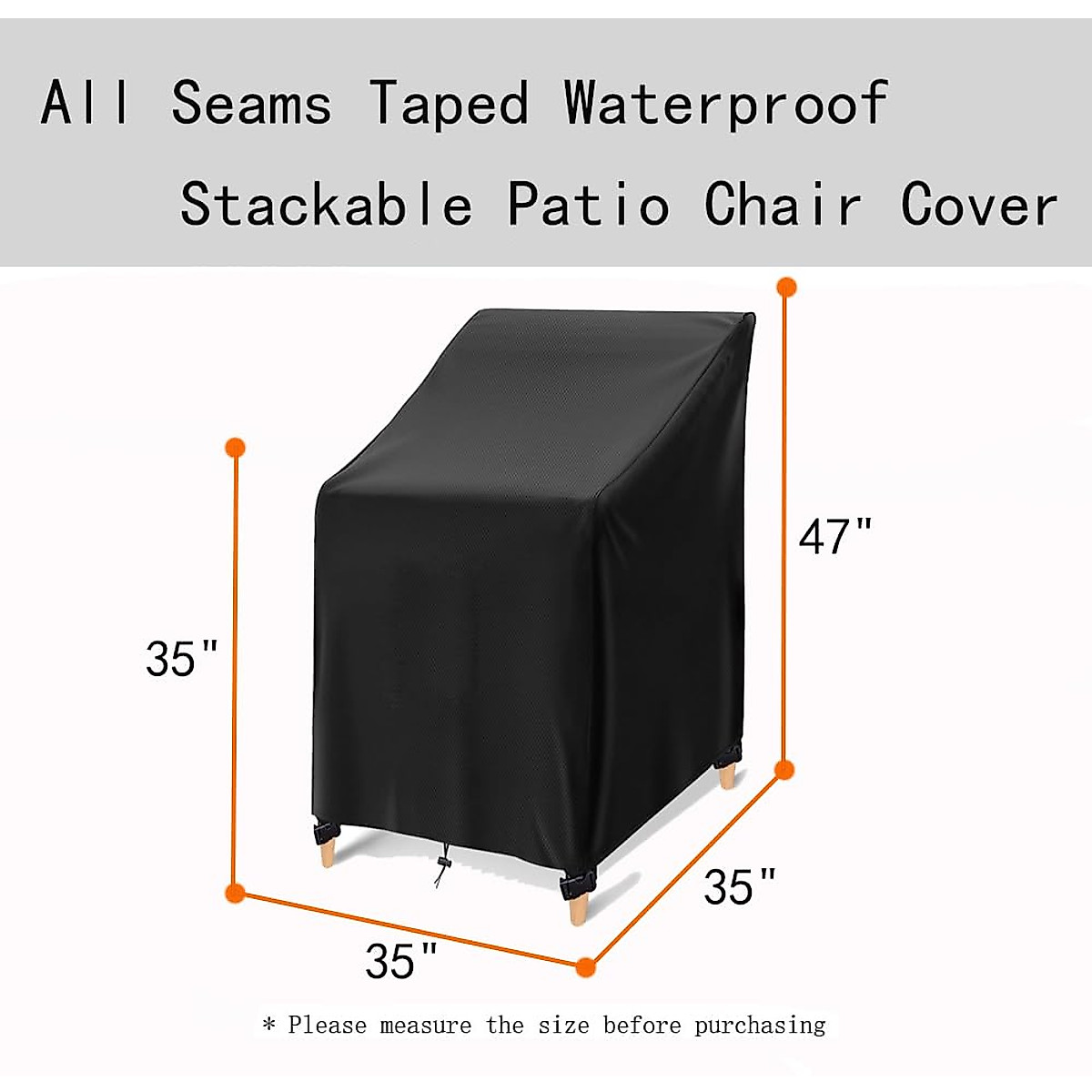 YHINGG Outdoor chaise lounge Cover Waterproof Stackable Patio Chair Cover Outdoor Furniture Cover Tear-Resistant Black (2)