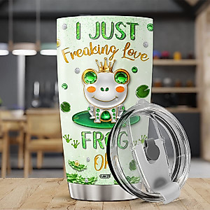 CUBICER Personalized Coffee Tumbler Frog Jewelry Style Custom Name Cute Birthday Gifts For Women Girls Friends Mom Kids Teens Insulated Cup Travel Mug With Lid Oz Cold Steel Cups