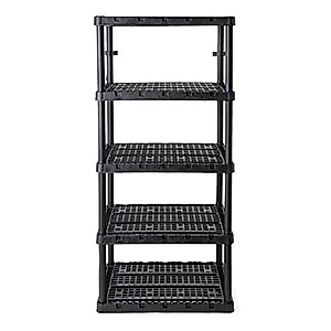 Gracious Living 5 Shelf Knect-A-Shelf Ventilated Extra Heavy Duty Storage Unit 24 x 36 x 72 Organizer System for Home, Garage, Basement & Laundry, Black