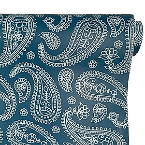 Yifely Self-Adhesive Shelf Liner Removable Drawer Paper for Covering Rent House Shelving Drawers, Vintage Paisley, 17.7 Inch by 9.8 Feet