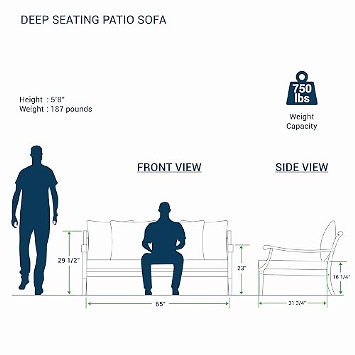 Cambridge Casual Robin Teak Wood Outdoor Sofa Daybed with Oyster Cushion