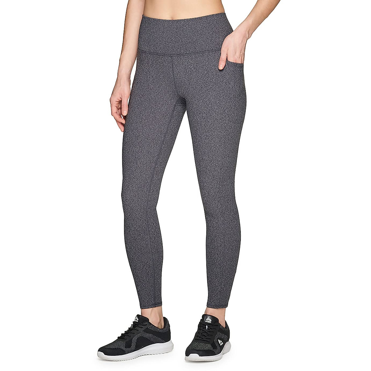 RBX Women's Buttery Soft Squat Proof Legging Space Dye Legging Heathered Grey/Black XS