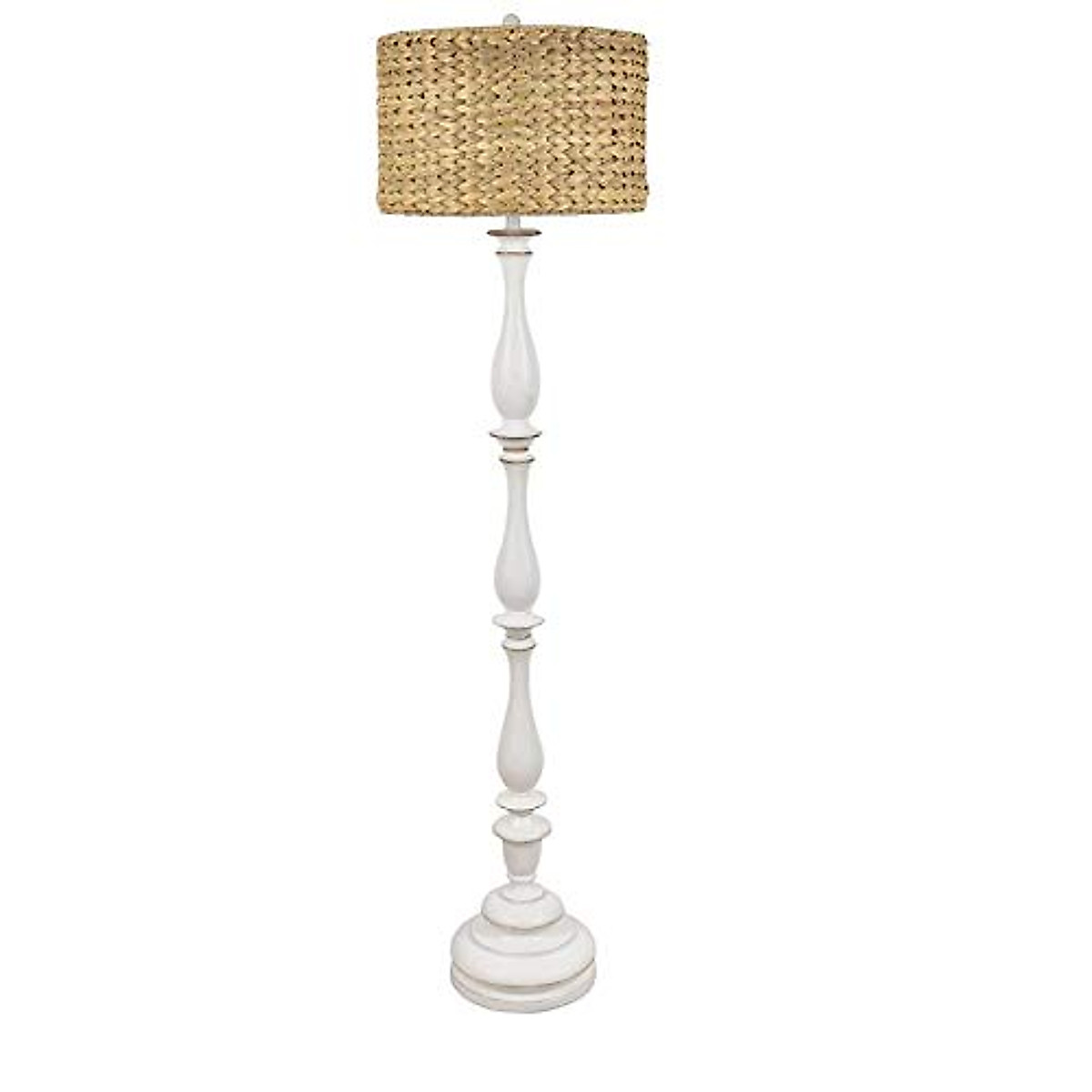 Crestview Collection Evolution Harper Resin Rattan Floor Lamp in White