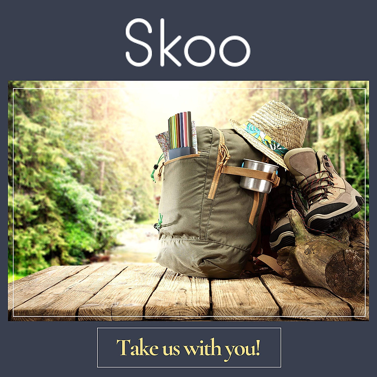 Skoo - Set of 10 Silicone Drinking Reusable Straws + Silicone Case Holder + Cleaning Brush - Jumbo Smoothies and Cocktails - Large and Thick Boba Straws Set Extra Wide - 10 inch Straight Long 0.4 Dia