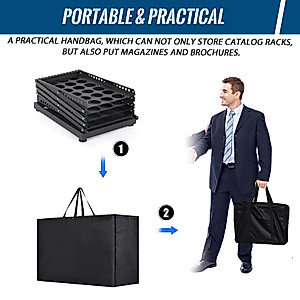 ChoiCARE Literature Catalog Rack, Foldable Magazine Brochure Display Stand, Magazine Floor-Standing with Portable Oxford Bag, for Office Store and Exhibition Trade Show (4 Pockets, Black)