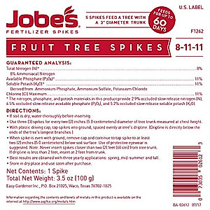 Jobe's, Fertilizer Spikes, Fruit and Citrus, 5 Count, Slow Release, Apple, Orange, Lemon, Trees