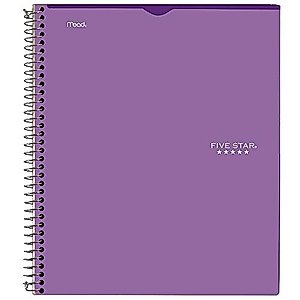 Five Star Interactive Notetaking, 1 Subject, College Ruled Spiral Notebook, 100 Sheets, 11" x 8-1/2", Customizable, Purple (06374AB6)