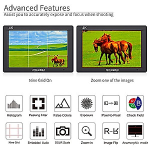 FEELWORLD FW703 7 Inch IPS 3G SDI 4K HDMI DSLR Monitor Full HD 1920x1200 On Camera Field Monitor with Histogram for Stabilizer Cameras Rig
