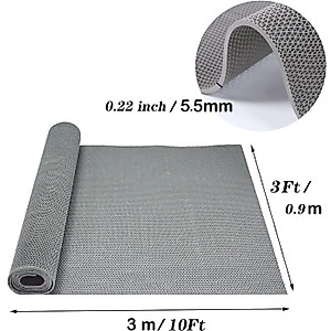 MYOYAY Commercial Drainage Mat 3x10 Ft 0.22'' Thick Drainage Non-Slip Mat PVC Drainage Rug Floor Mat Mesh Holes Pool Drain Floor Mat Roll for Restaurant Kitchen Bars Patio Bathroom Wet Area(Gray)