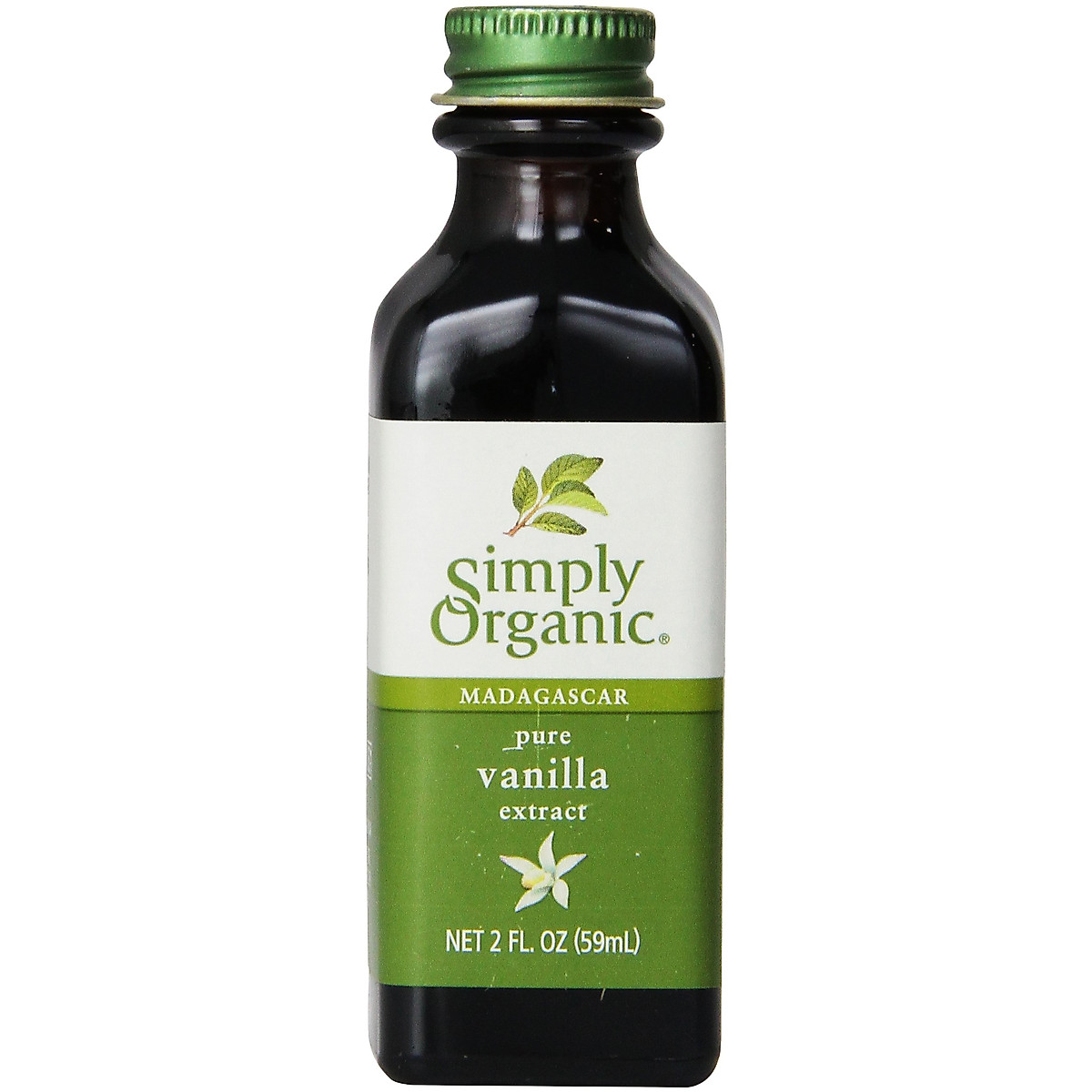 Simply Organic Pure Madagascar Vanilla Extract, 2-Ounce Glass Jar, Certified Organic, Sugar-Free Flavor For Smoothies
