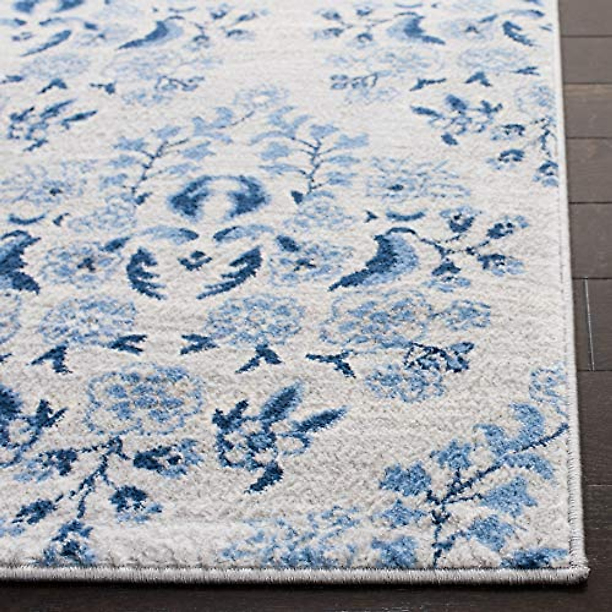 MARTHA STEWART x SAFAVIEH 2' x 4' Cream/Blue MSR2856D Floral Non-Shedding Entryway Living Room Foyer Bedroom Accent Rug (MSR2856D-24)