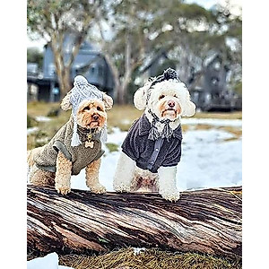 Fitwarm Sherpa Dog Coat with Reflective Stripe, Dog Winter Clothes for Small Dogs, Turtleneck Pet Sweater, Cat Apparel, Grey, XL