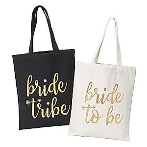 Pop Fizz Designs Bride Tribe Bags- Bridesmaid Canvas Totes and Bride Bag (12 pack)
