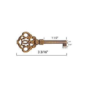 UNIQANTIQ HARDWARE SUPPLY Antique Brass Skeleton Key for Grandfather Clock, Cabinet Doors, Dresser Drawers - Hollow Barrel Key Replacement - Antique Skeleton Keys for Furniture | SK41-BHA