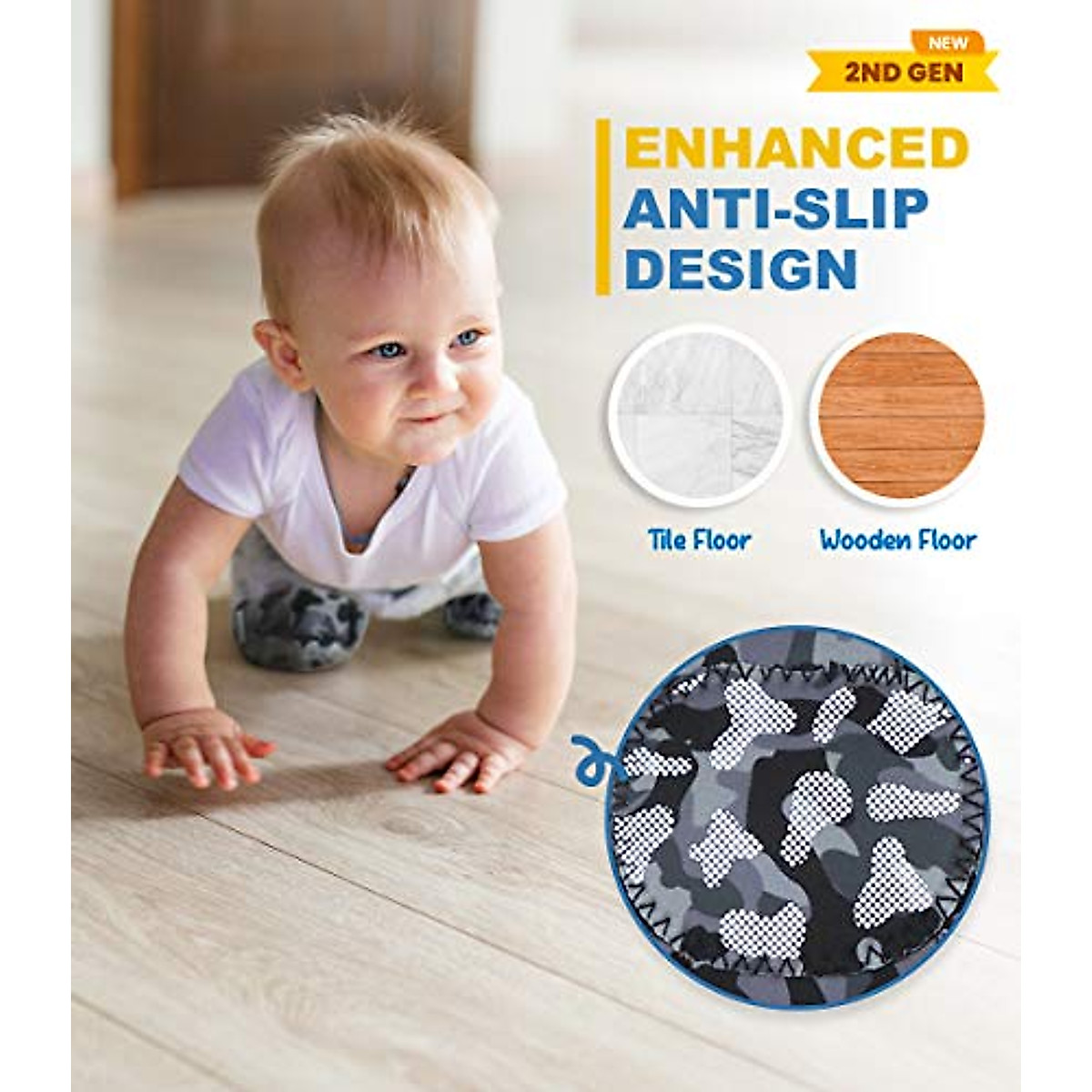 Simply Kids (2nd Gen.) Baby Knee Pads for Crawling (2 Pairs), CPSIA Certified - Comfortable Knee Protector for Toddler, Infant, Girl, Boy, Crawler - Rodilleras para Bebe